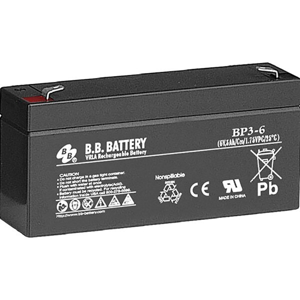 BB Battery BP3-6 Battery VRLA Rechargeable 6v 3Ah | OSI Batteries