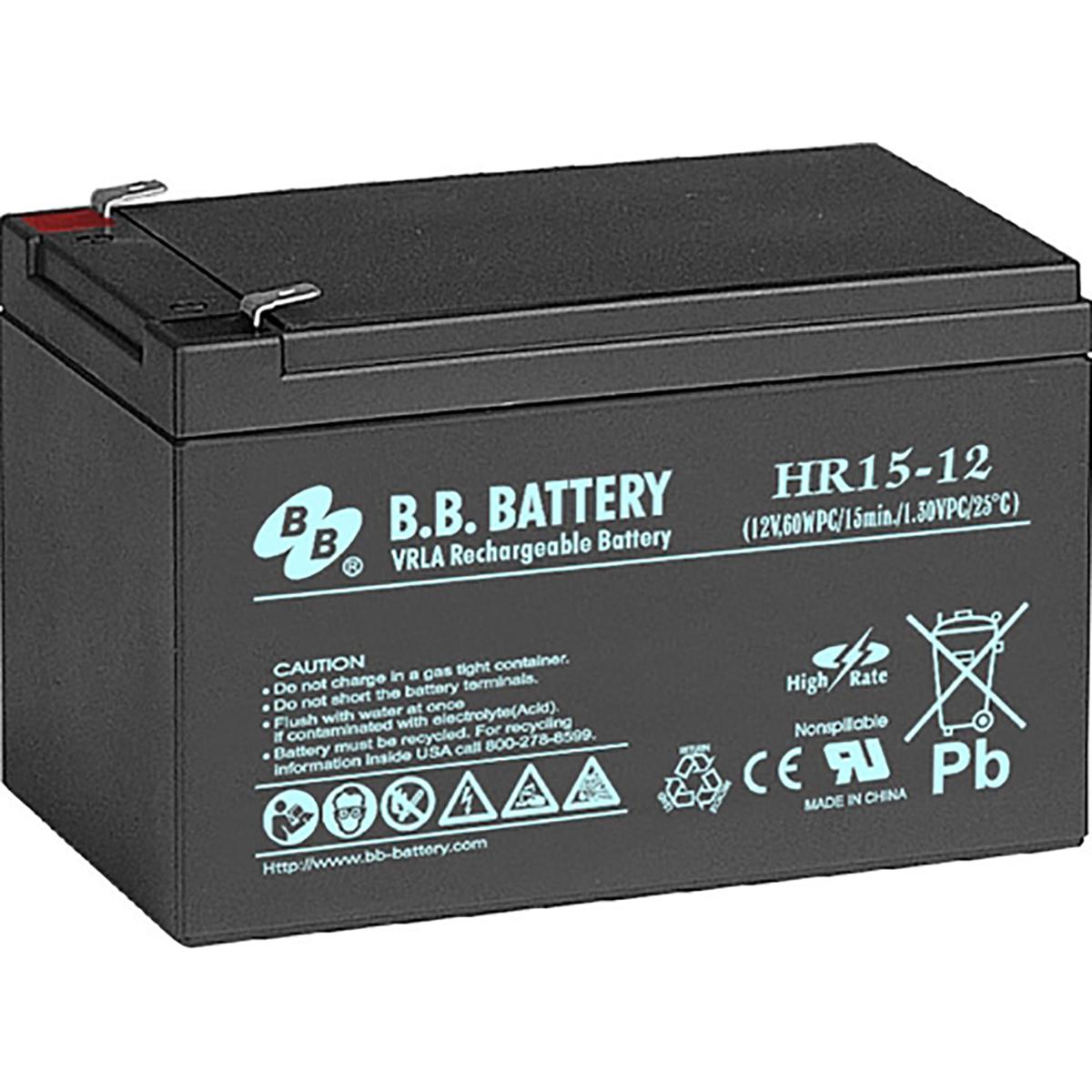 BB Battery HR15-12 Battery VRLA Rechargeable 12v 50wpc | OSI Batteries