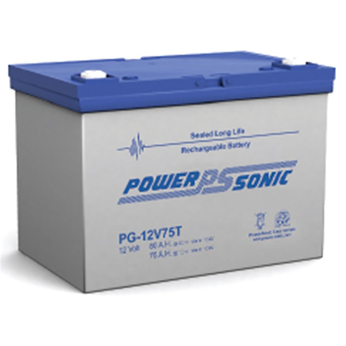 PowerSonic PG-12V75T-FR Battery 12V 75Ah Sealed Rechargeable 1207518418 ...