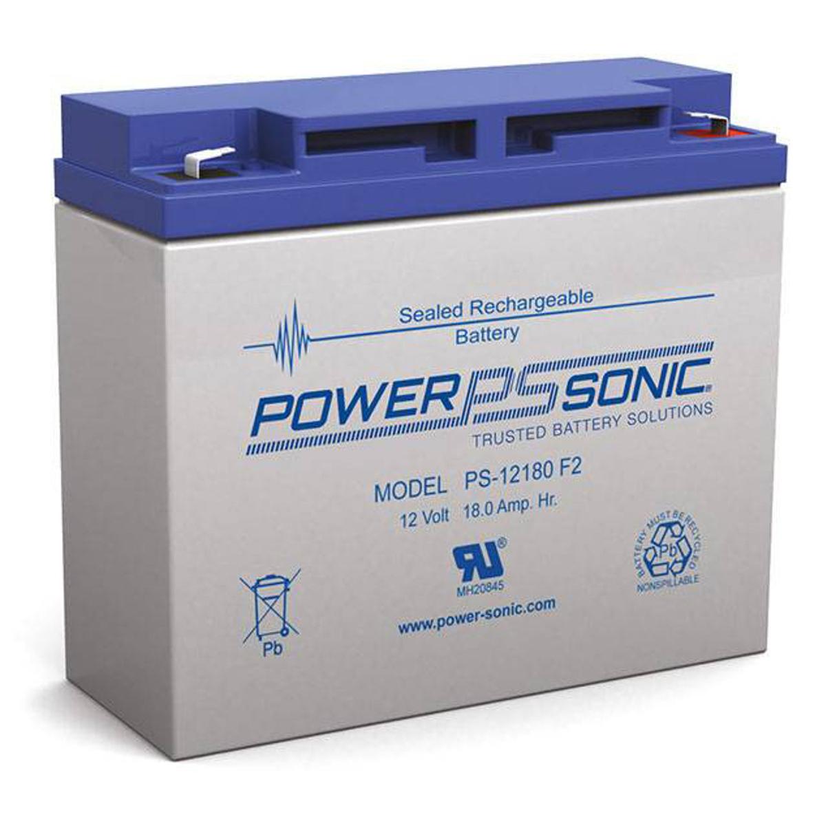 PowerSonic PS-12180 F2 Battery 12V 18Ah Sealed Rechargeable 1201803402 ...